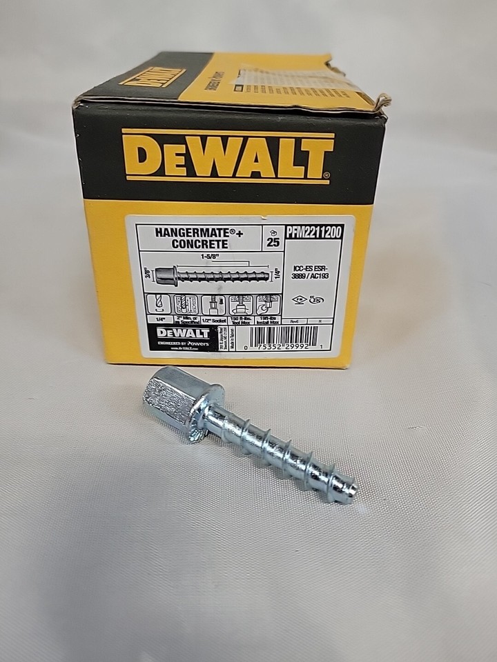 25PK DeWALT Hangermate Concrete PFM2211200 Power Fasteners Rod Hanger ...