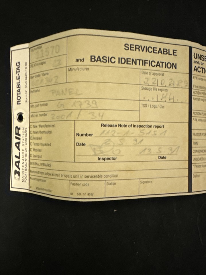 VHF Comm Control Head Panel; G-1739; 34; SERVICEABLE | eBay