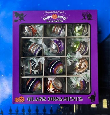 Christopher Radko Shiny Brite HALLOWEEN ORNAMENTS Set of 12! Bats, Cats ...