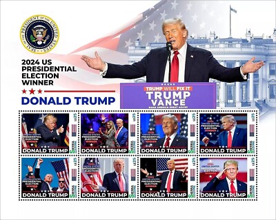 President DONALD TRUMP 2024 US Election Winner Stamp Sheet #2 2024 ...