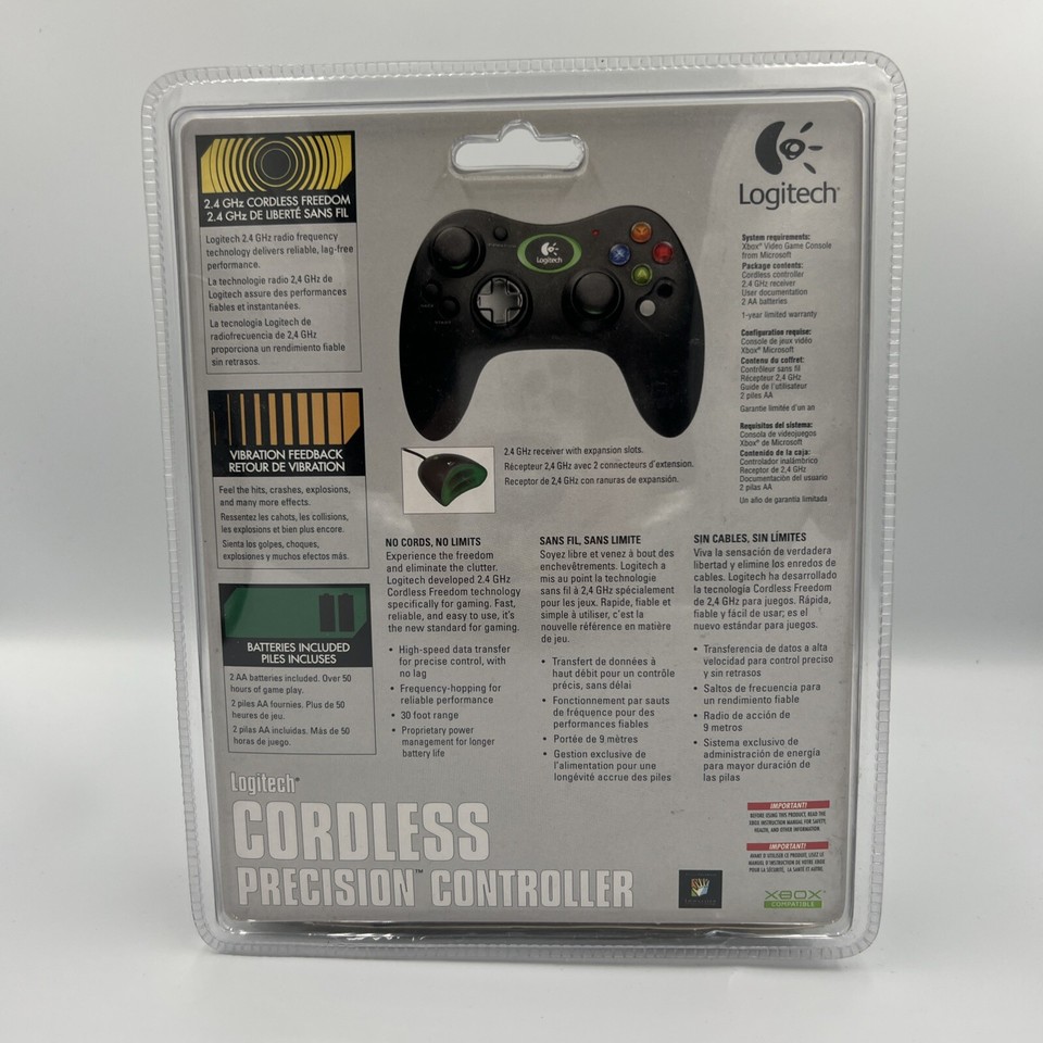 Logitech Cordless Precision Original Xbox Controller - Black Sealed New ...