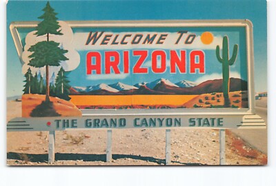 Welcome Arizona Grand Canyon State Highway Signs AZ Chrome Postcard Vtg ...