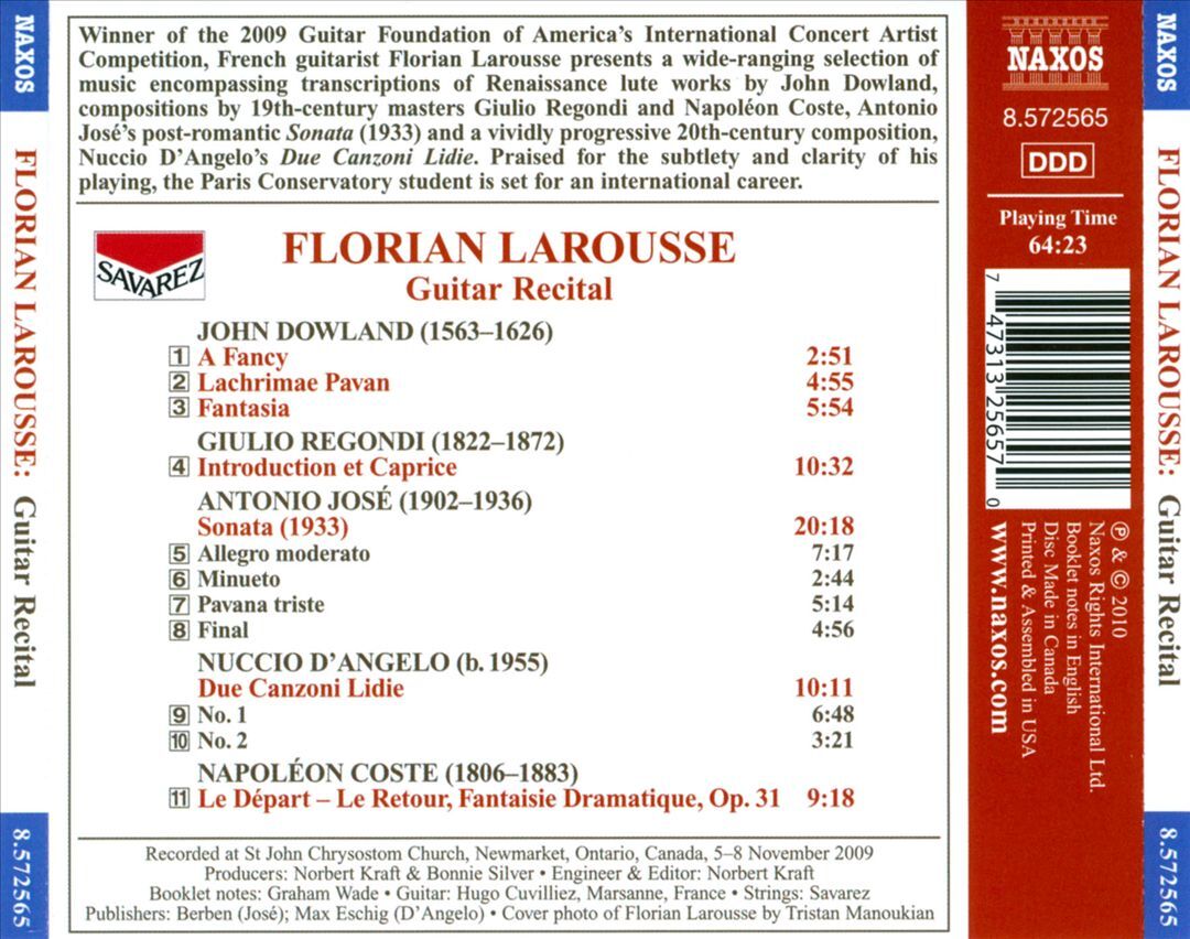 FLORIAN LAROUSSE: GUITAR RECITAL NEW CD 747313256570| eBay