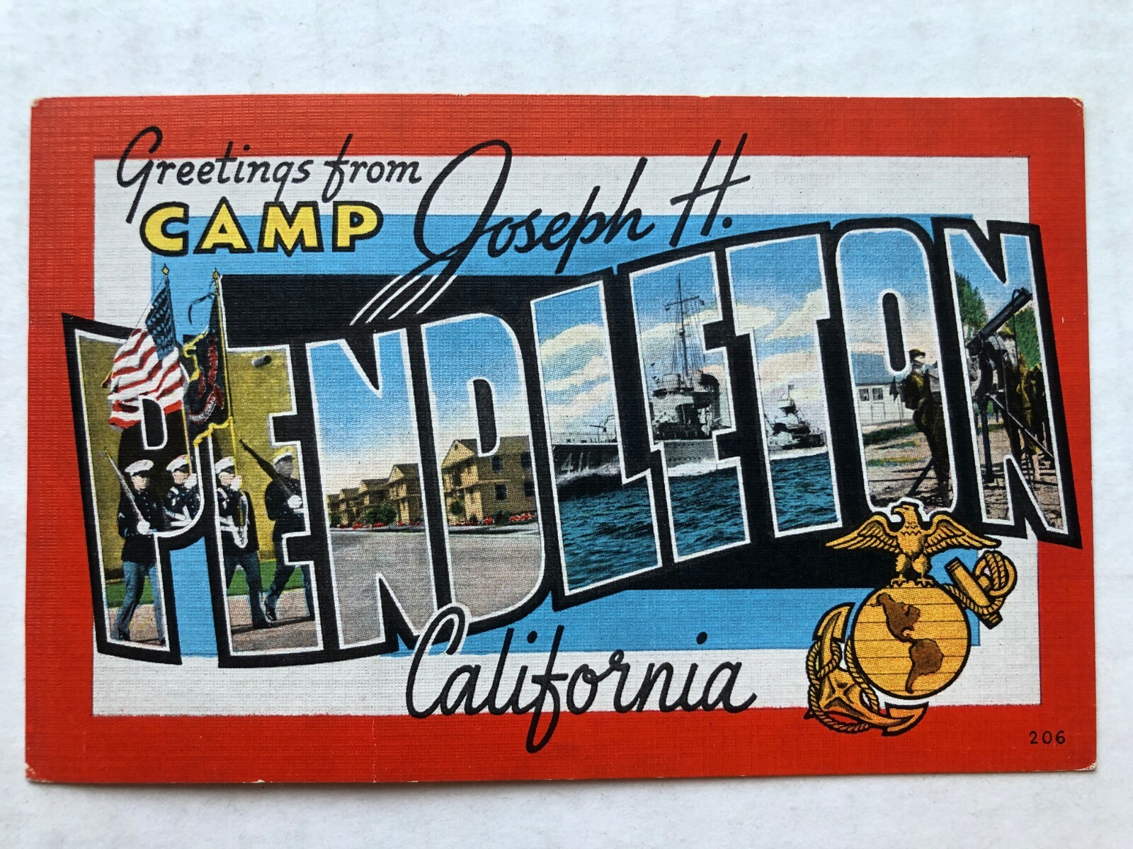 1940's Vintage Large Letter Greeting From Camp Pendleton CA Postcard | eBay