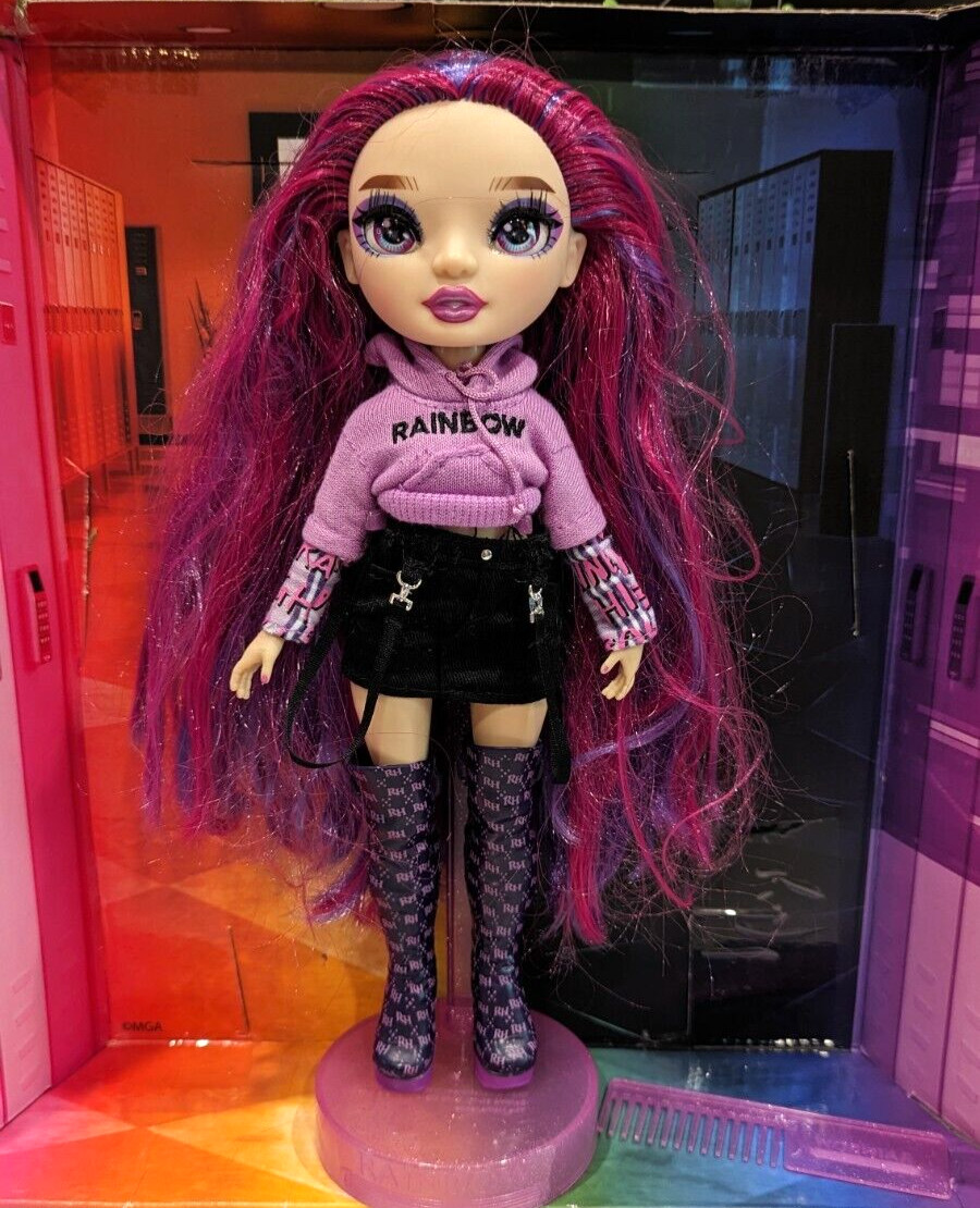 Rare Rainbow High Purple Emi Vanda Series 3 Doll with Doll Stand & One ...
