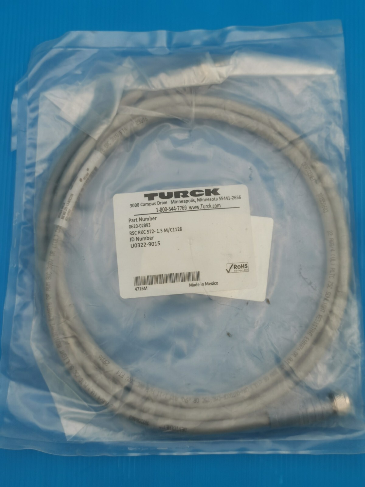 Applied materials AMAT 0620-02893 CABLE ASSY DNET DROP 1.5M 300V 80C ...