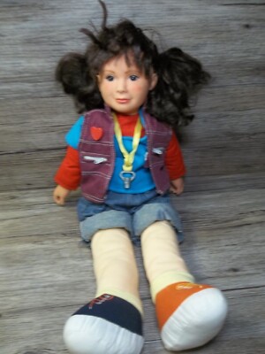 Punky Bruster stuffed toy doll with rubber face and hands w/ key around ...