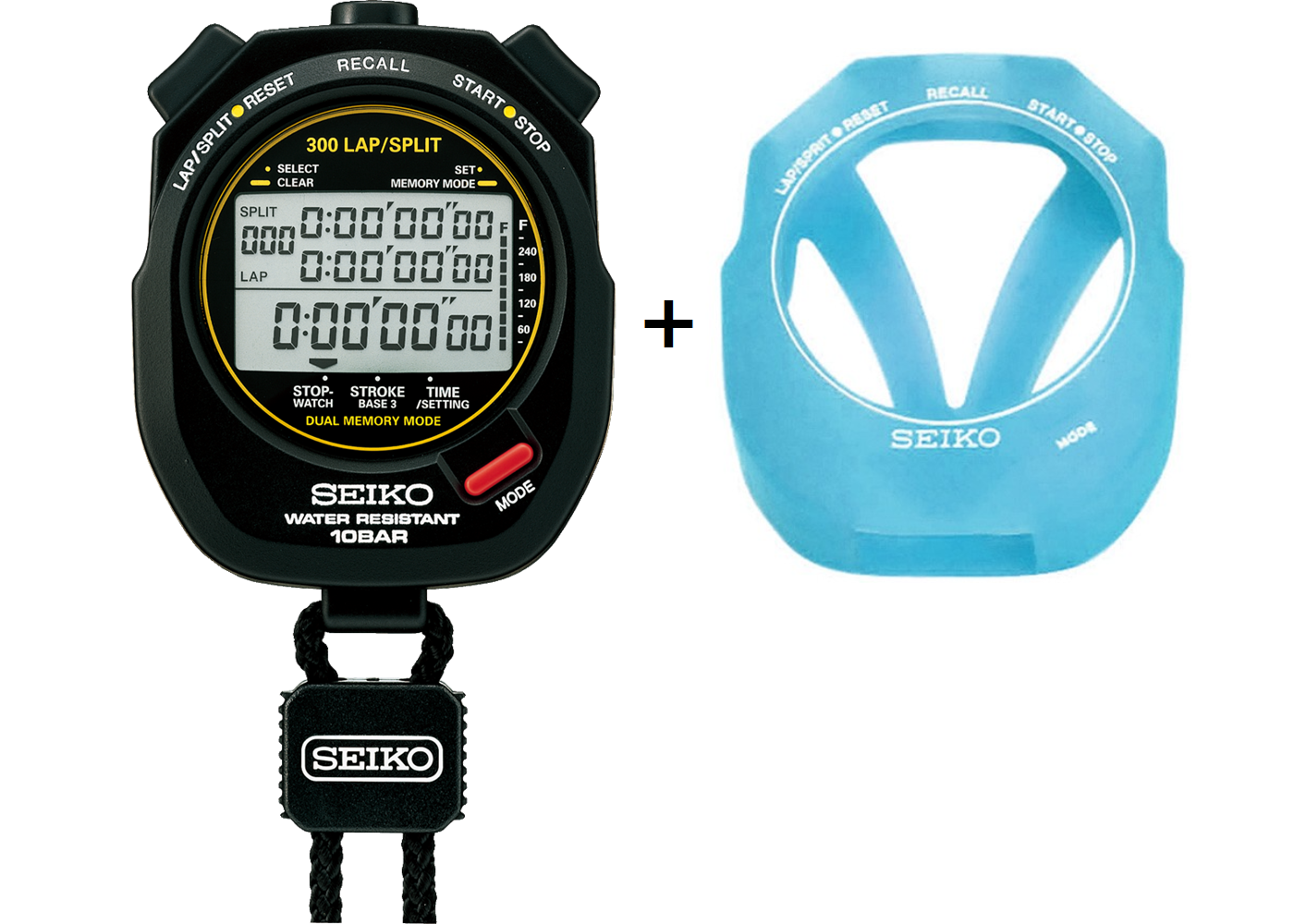 SEIKO Stopwatch SVAS009 Swimming Master & Blue/Yellow Silicon Case Set ...