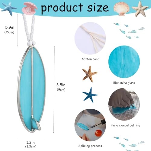 Surfboard Car Decor Charm Beach Rear View Mirror Accessories Stained ...