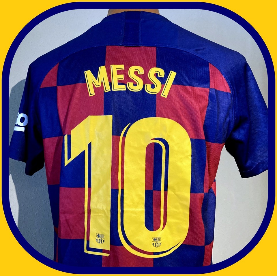 FC Barcelona Lionel Messi Soccer Jersey Rakuten BeKo LaLiga Adult Large ...