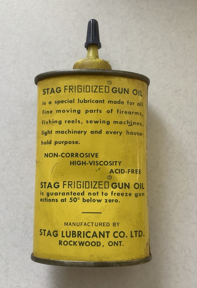 Vintage Stag Gun Oil Tin Advertising Can Canada Antique Ontario Hunting ...