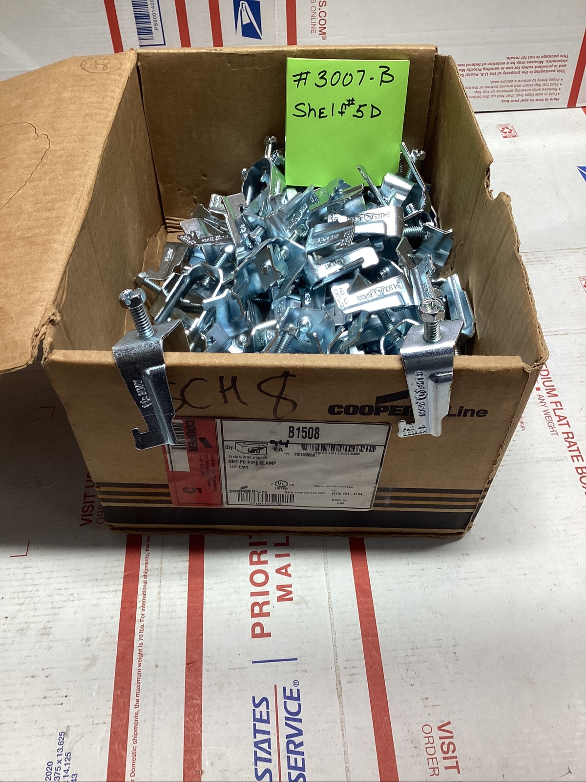 Box of 87 Cooper B-Line B1508 1/2” EMT Conduit Pipe Strut Strap Clamp ...