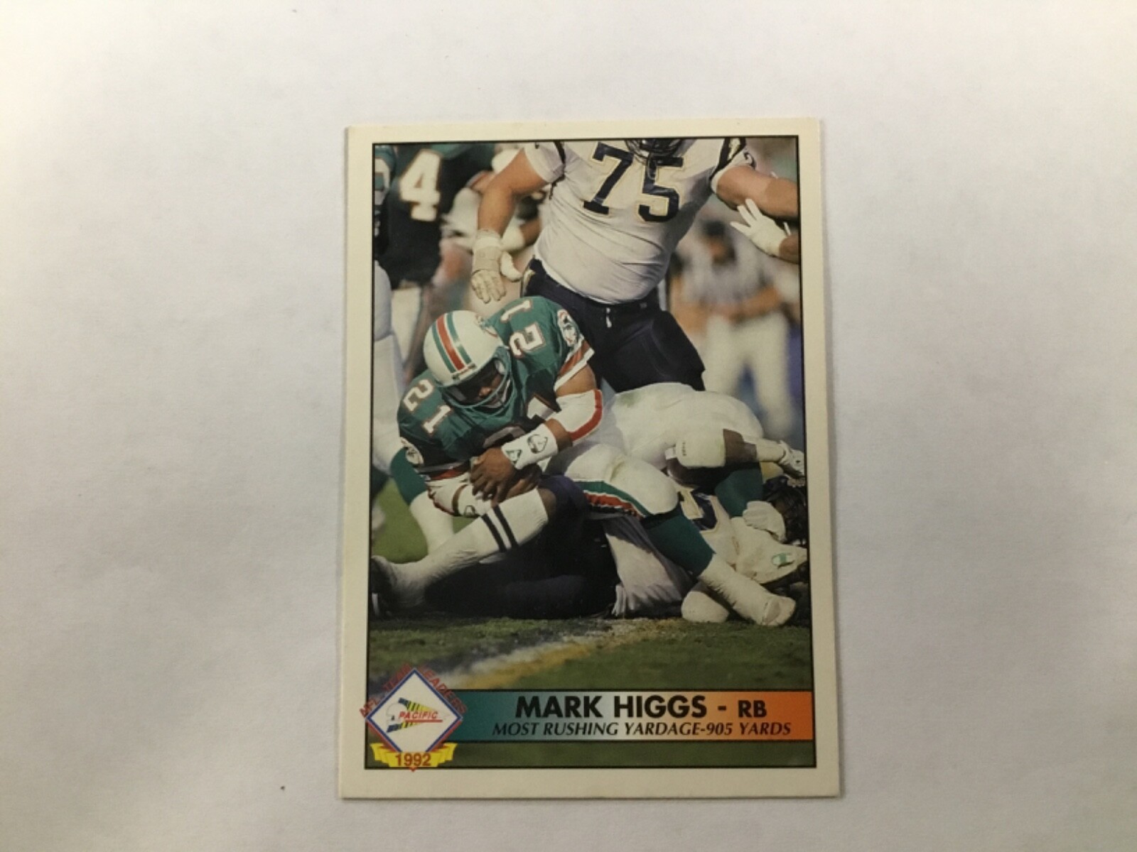 P324 1992 Pacific NFL TEAM STATISTICAL LEADERS - Card Mark Higgs-- #15 ...