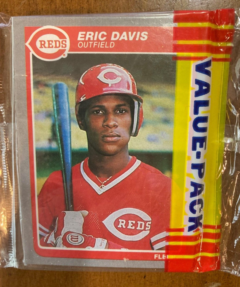 1985 Fleer Factory Sealed 45 Card Rack Pack Eric Davis Rookie Top Front ...