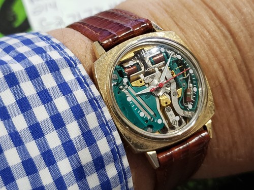 1969 Bulova Accutron Large dial Spaceview Watch 214 GF TV case Red sec ...