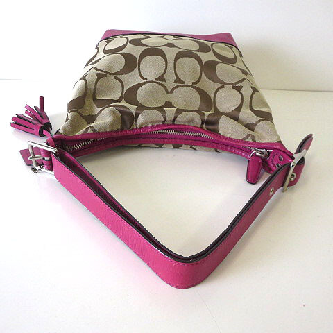 Coach Bag Shoulder 21149 Legacy Signature Duffle Canvas Leather Beige ...