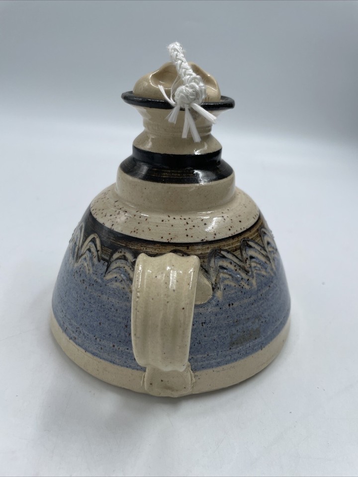 Vtg Studio Art Pottery Oil Lamp Handle Wheat Light Lamp 6”T Hand ...