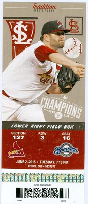 2015 Cardinals vs Brewers Ticket: Tyler Cravy Brewers debut/Lance Lynn ...