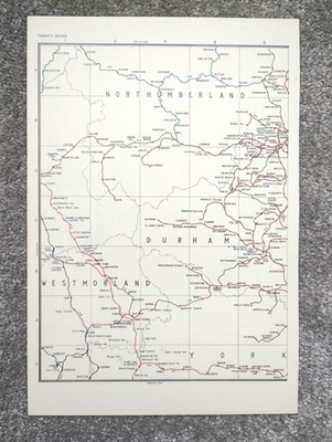 Vintage 1980 map showing Pre Grouping Rail Lines of Northumberland ...