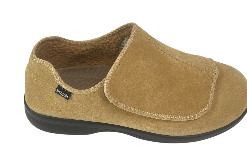 Propet Coleman Suede Leather Comfort Shoe 10.5 XX Camel Brown Hook Loop ...