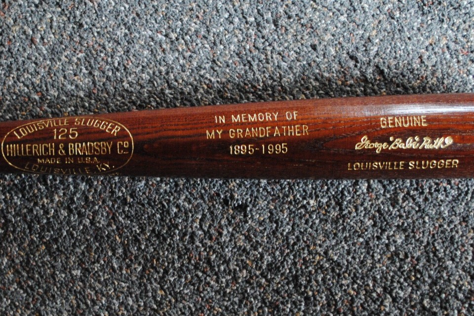 RARE BABE RUTH BAT ''IN MEMORY" OF MY GRANDFATHER 1895-1995 "GREAT GIFT ...