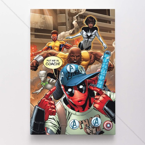 Deadpool Poster Canvas Marvel MCU Superhero Comic Book Cover Art Print ...