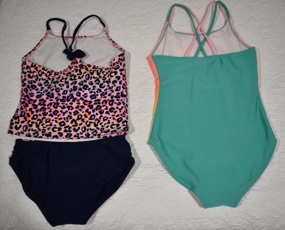 Girls Size L (10-12) 2 Bathing Suits, Pair of New PJs, Shorts and Top ...