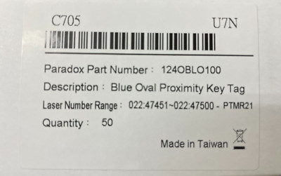 Paradox C705U7N Blue Oval Proximity Key Tag | eBay