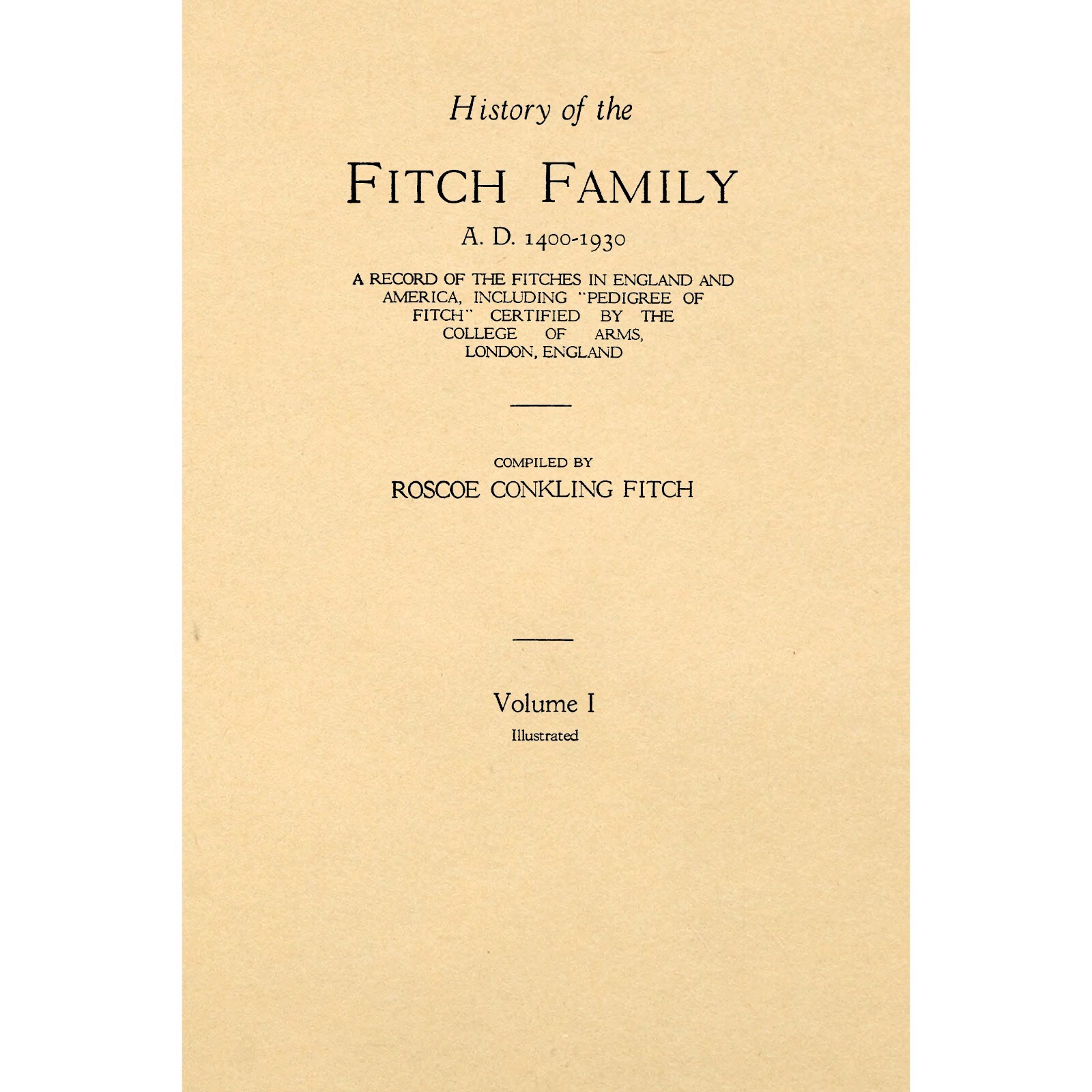History of the Fitch Family A.D. 1400 -- 1930 hardcover | eBay