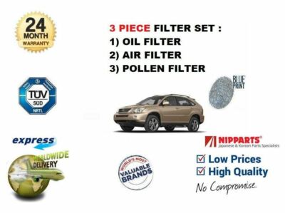 FOR LEXUS RX400H 3.3 HYBRID 2005-4/2009 SERVICE KIT OIL AIR POLLEN 3 ...