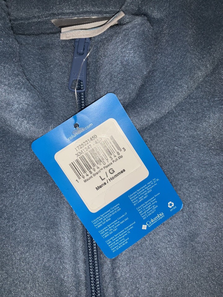 Light Blue Full Zip Columbia Fleece Jacket Size Large | eBay