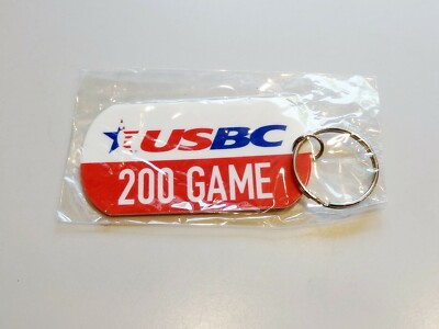 New USBC 200 GAME BOWLING KEYCHAIN Key Ring Bowler Award White Soft ...