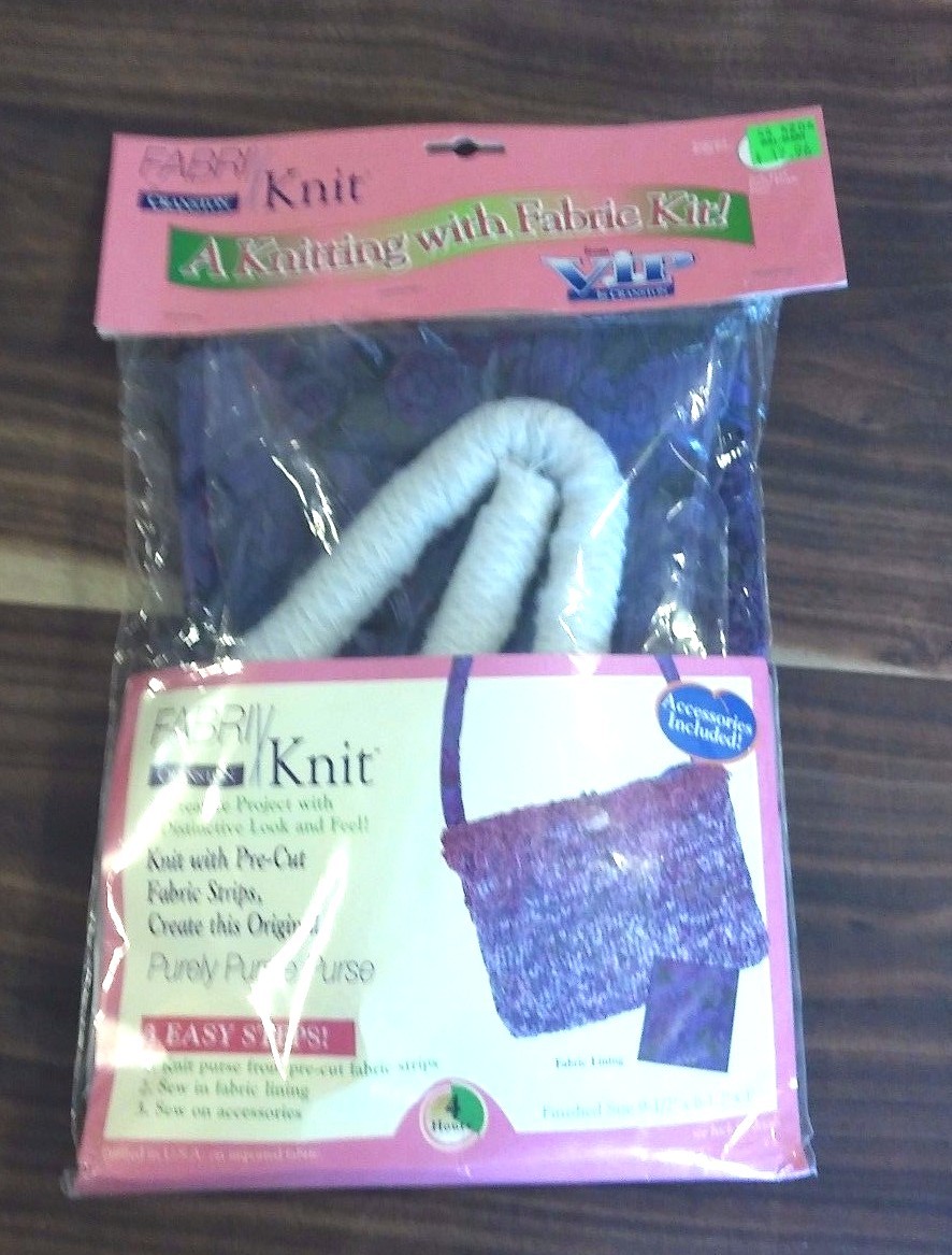 CRANSTON PRE-CUT FABRIC STRIPS DEEP PURPLE PURSE HAND KNIT ~ COMPLETE ...