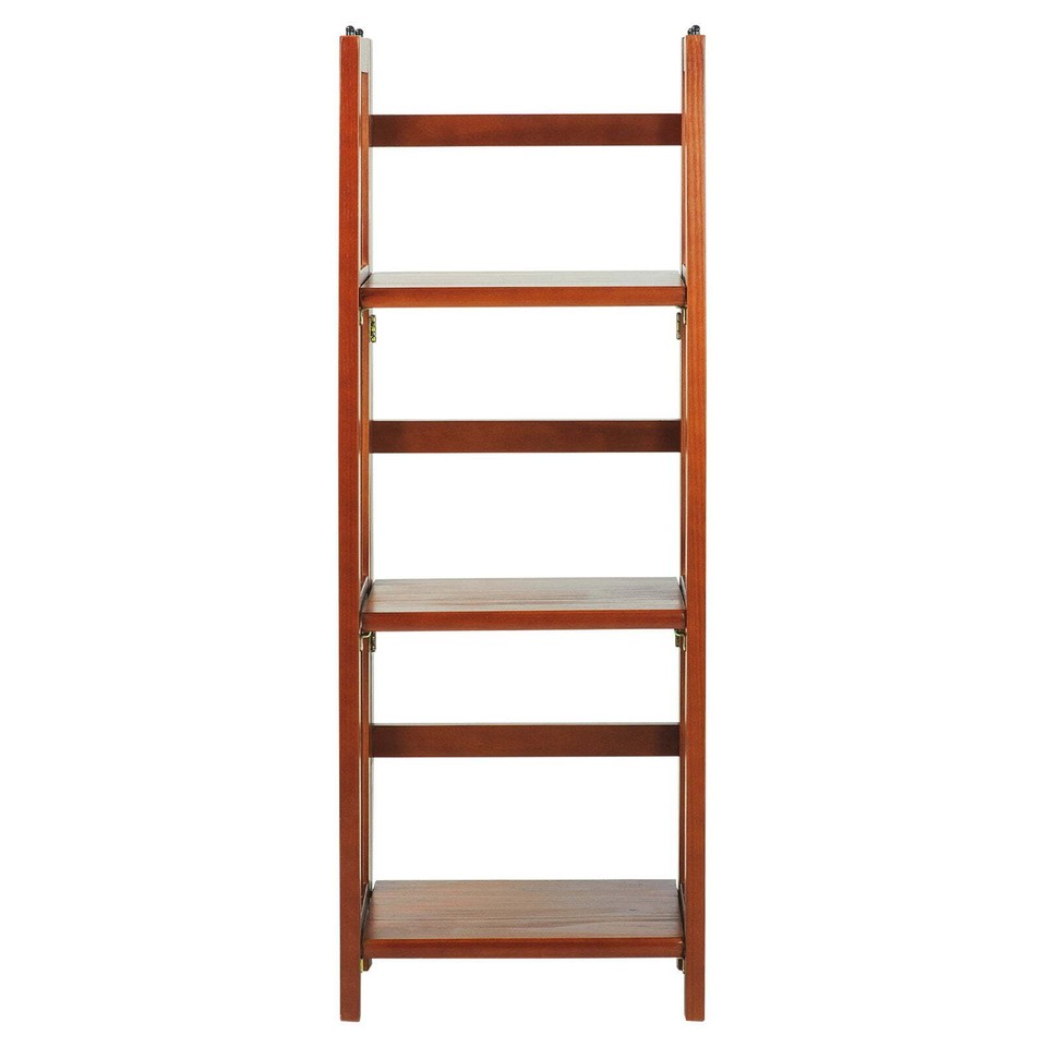 14 in 3-Shelf Folding Bookcase Bookshelves Shelves Solid Wood Open ...