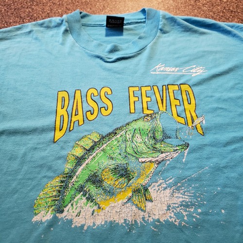 Vintage Vtg 80's 90's Kansas City Bass Fever Tee Shirt Screen Stars XL ...