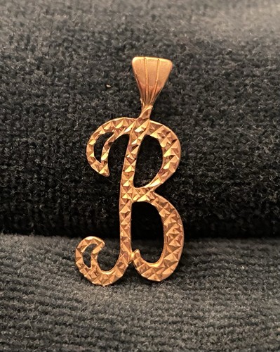 14k Yellow Gold Diamond-cut Initial “B” Pendant, 1-1/8”x 1/2” | eBay