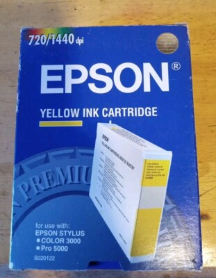 GENUINE SEALED Epson Pro 3000 5000 Yellow Ink Cartridge S020122 03/2004 ...