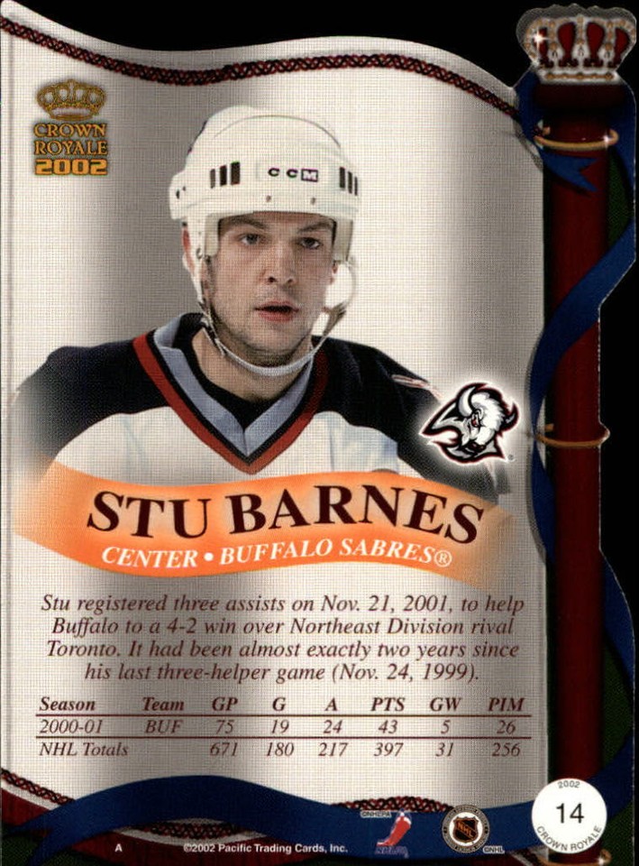 2001-02 (SABRES) Crown Royale Retail Green #14 Stu Barnes | eBay