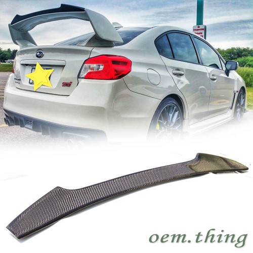 Carbon Fiber Fit FOR Subaru WRX STI Gurney Flap Rear STI Trunk Spoiler ...