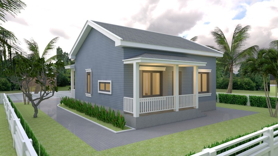 30x30 Feet House Plan 9x9 Meter 2 Bed 1 bath Gable Roof PDF Plan (A4 ...
