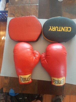 Everlast 14oz Laceless Boxing Gloves Red VINTAGE Yellow Label Plus ...