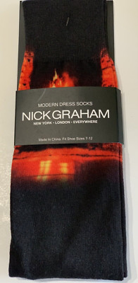 Nick Graham Premium Dress Socks Christmas Holiday Fireplace Black New ...