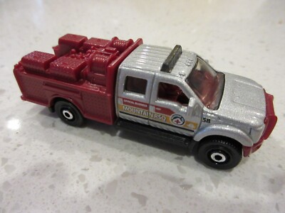 2010 Matchbox Ford F-350 Superduty Fire Truck Silver Red MBX Rescue ...