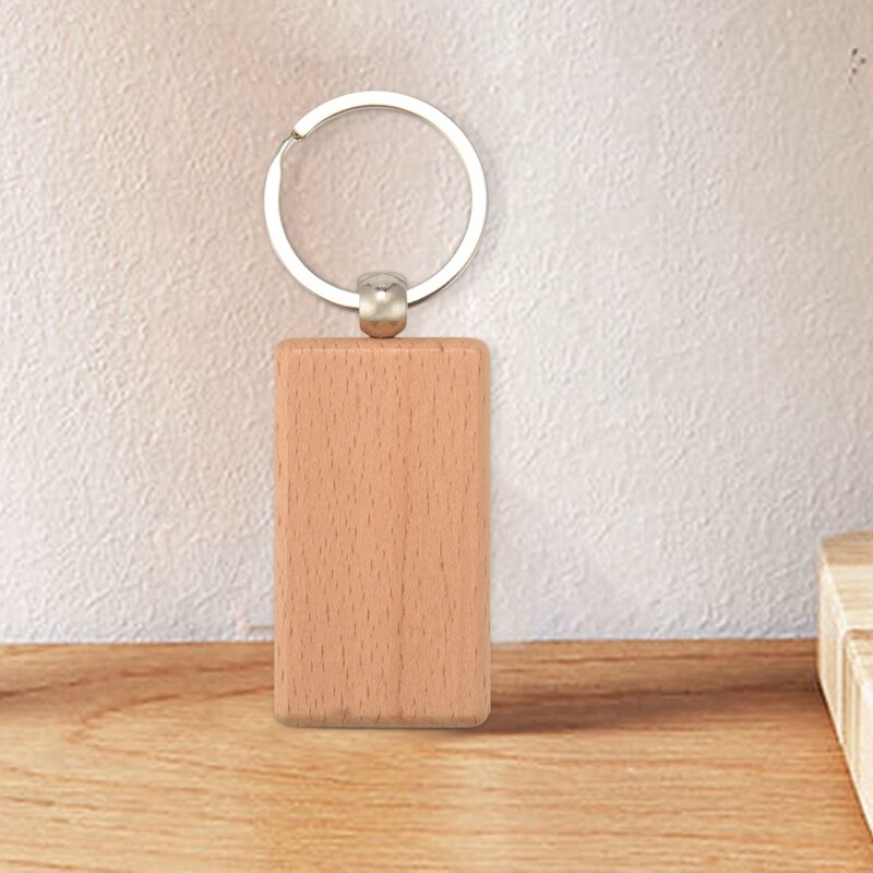 30Pcs Blank Rectangle Wooden Key Chain Diy Wood Keychains Key Tags ...