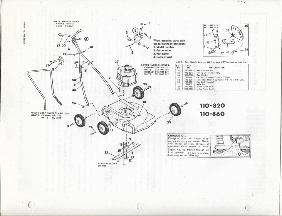 MTD PRODUCTS ROTARY MOWER Lawn Model No. 110-820 110-860 Owner's Guide ...