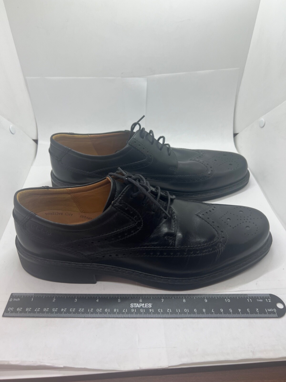 Ecco Shock Point Mens Black Leather Oxford Lace Up Dress Shoe Sz EU 47 ...