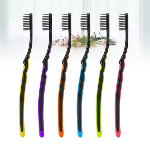 6pcs Toothbrush Bamboo Charcoal Pappus Toothbrush for Home Train Travel ...