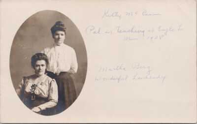 Two Women Studio Portrait Martha Berg Kitty McCann c1908 RPPC Postcard ...
