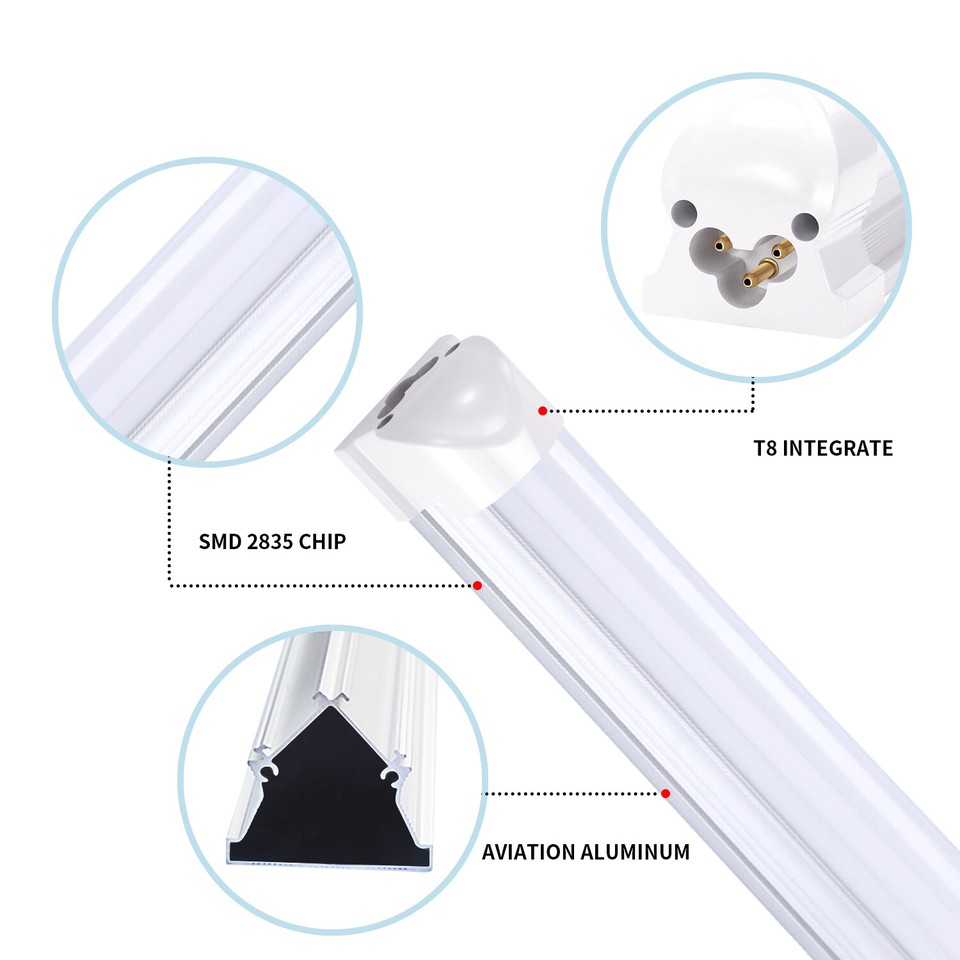 T8 8ft Linkable LED Shop Light Fixture, 8 Foot 8' Warehouse LED Strip ...