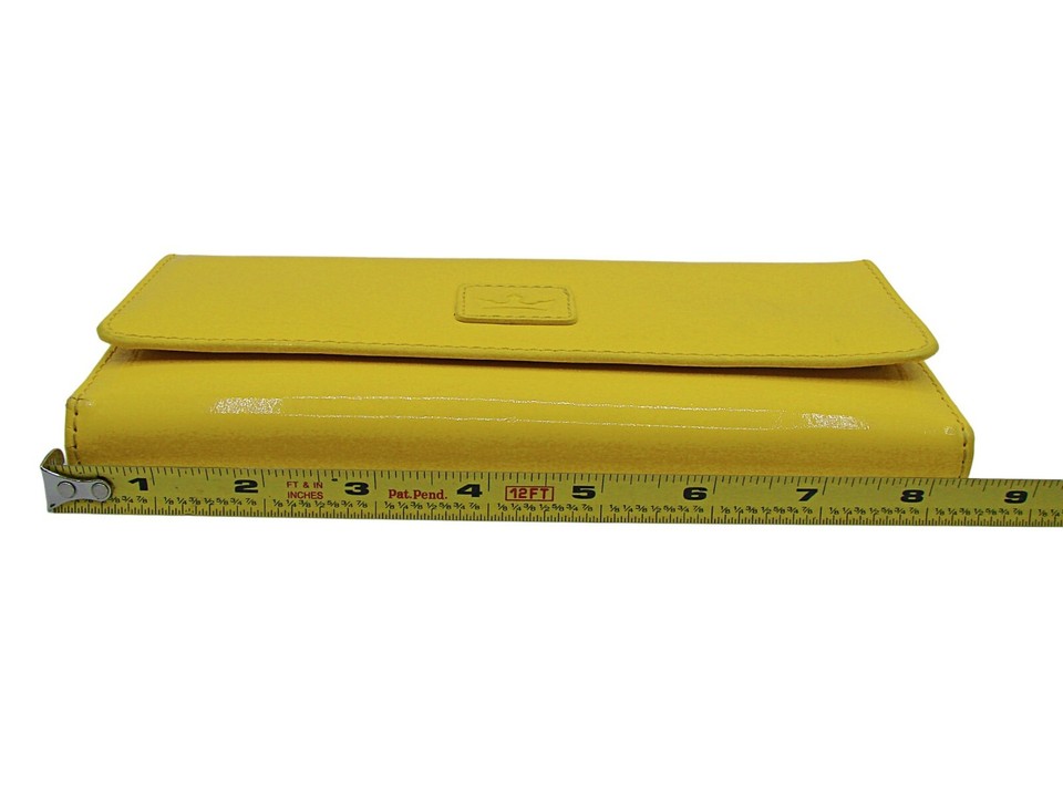 Baekgaard Yellow Banana Patent Faux Leather Wallet Card Slots Tri-fold ...